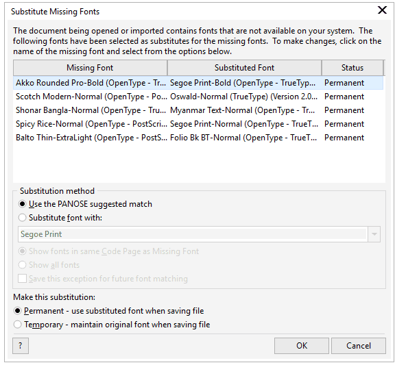 Default, Embedded and Substitute Fonts - Corel Discovery Center
