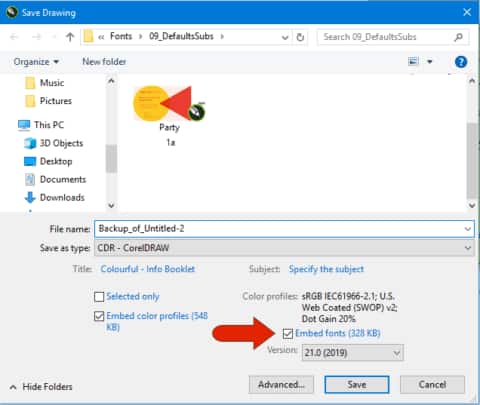 Default, Embedded and Substitute Fonts - Corel Discovery Center