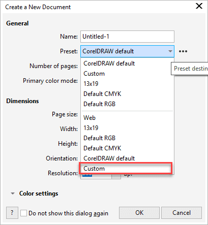 CorelDRAW new document setup - Corel Discovery Center
