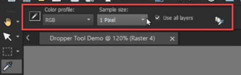 Sampling and selecting colors with the Dropper tool - Corel Discovery ...