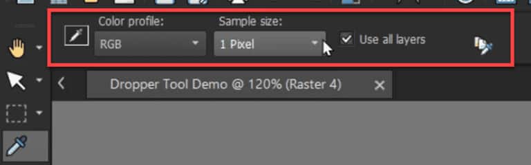 Sampling and selecting colors with the Dropper tool - Corel Discovery ...